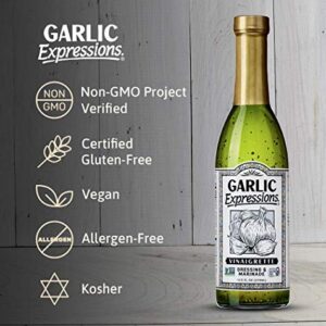 Garlic Expressions Vinaigrette Salad Dressing, Marinade | Non GMO, Vegan, Kosher, Allergen and Gluten Free Garlic Oil Vinaigrette Dressing Made with Hand-sorted Whole Fresh Garlic Cloves | 1 Pack