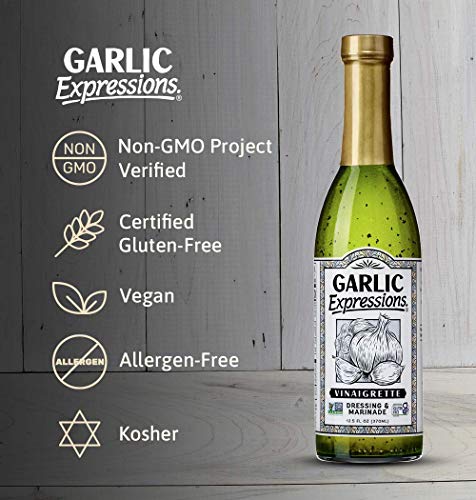 Garlic Expressions Vinaigrette Salad Dressing, Marinade | Non GMO, Vegan, Kosher, Allergen and Gluten Free Garlic Oil Vinaigrette Dressing Made with Hand-sorted Whole Fresh Garlic Cloves | 1 Pack