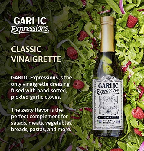 Garlic Expressions Vinaigrette Salad Dressing, Marinade | Non GMO, Vegan, Kosher, Allergen and Gluten Free Garlic Oil Vinaigrette Dressing Made with Hand-sorted Whole Fresh Garlic Cloves | 1 Pack