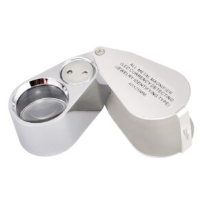 ikkegol 40x 25mm all metal magnifier jeweler led uv lens jewelery loupe magnifier (led currency detecting/jewelry identifying type)