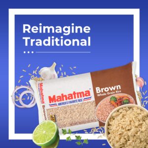 Mahatma Whole-Grain Brown Rice, 32-Ounce Bag of Rice, Stovetop or Microwave Rice