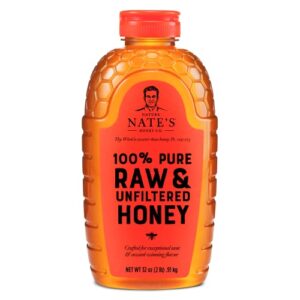 nate's 100% pure, raw & unfiltered honey - award-winning taste, 32oz. squeeze bottle