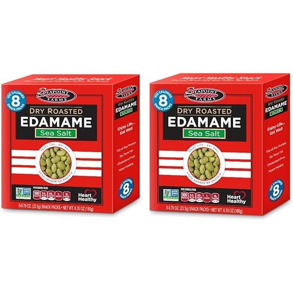 Seapoint Farms Edamame Dry Roasted Lightly Salted, 8 - 0.79 oz Snack Packs (6.35 oz Net Wt.) - Pack of 2