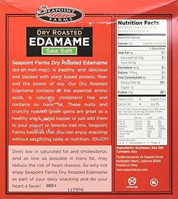 Seapoint Farms Edamame Dry Roasted Lightly Salted, 8 - 0.79 oz Snack Packs (6.35 oz Net Wt.) - Pack of 2