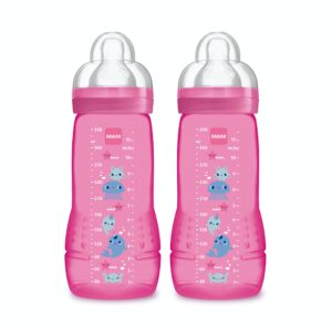 mam biberon 2eme age fille tétine débit x lot de 2 (2 x 330 ml)