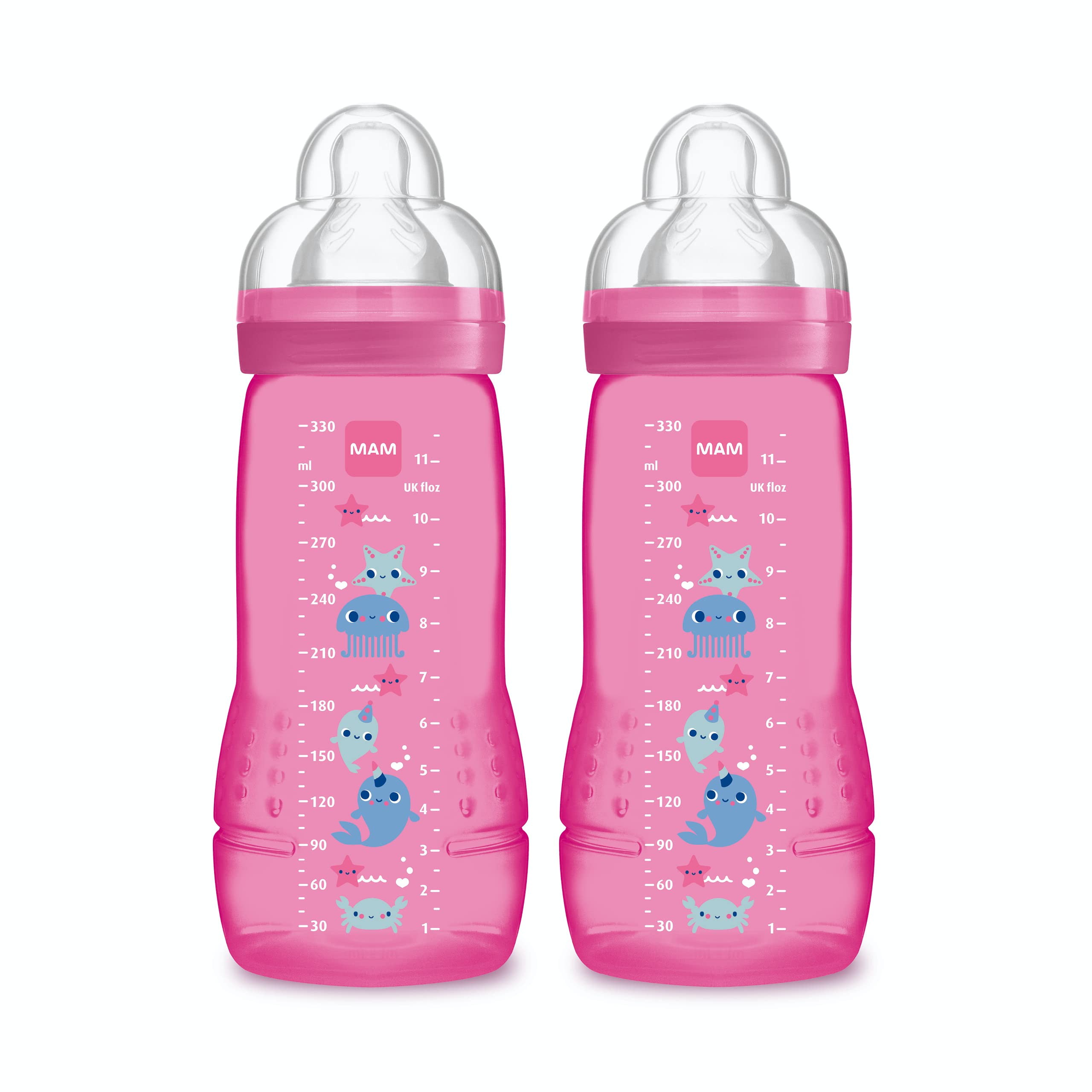 MAM BIBERON 2EME Age Fille Tétine Débit X Lot de 2 (2 x 330 ml)