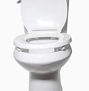 Centoco 2 inch Raised Toilet Seat for Seniors, Elongated, Closed Front with Cover, Plastic, Made in the USA, HL800STS-001, White