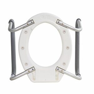 Essential Medical Supply Raised Elevated Toilet Seat Riser for an Elongated Toilet with Padded Aluminum Arms for Support and Compatible with Toilet Seat, Elongated, 19 x 14 x 3.5