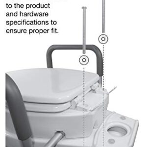 Essential Medical Supply Raised Elevated Toilet Seat Riser for an Elongated Toilet with Padded Aluminum Arms for Support and Compatible with Toilet Seat, Elongated, 19 x 14 x 3.5