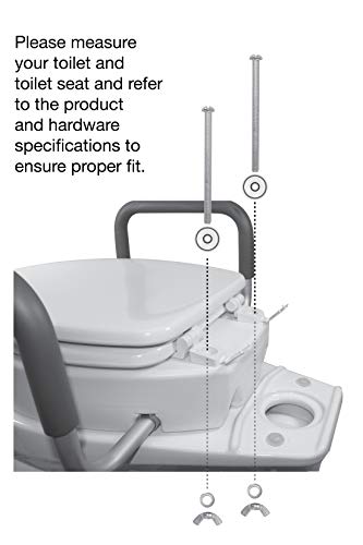 Essential Medical Supply Raised Elevated Toilet Seat Riser for an Elongated Toilet with Padded Aluminum Arms for Support and Compatible with Toilet Seat, Elongated, 19 x 14 x 3.5