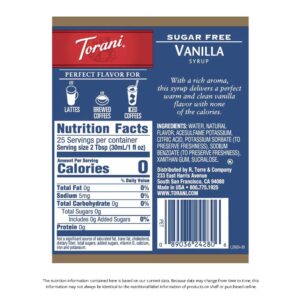 Torani Sugar Free Syrup, Vanilla, 25.4 Ounce (Pack of 4)