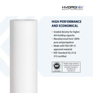 Hydronix SDC-25-1005 Whole House RO Reverse Osmosis Sediment Water Filter Cartridge 2.5" x 10" - 5 Micron (2 Pack)