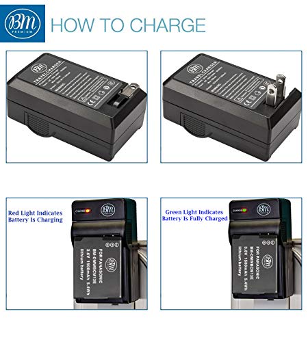 BM Premium 2 Pack of DMW-BCM13E Batteries and Charger for Panasonic Lumix DC-TS7,DMC-FT5A, LZ40, TS5, TS6, TZ37, TZ40, TZ41, TZ55, TZ60, ZS27, ZS30, ZS35, DMC-ZS40, DMC-ZS45, DMC-ZS50 Digital Cameras