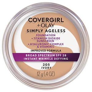 covergirl+olay simply ageless instant wrinkle-defying foundation, 205 ivory