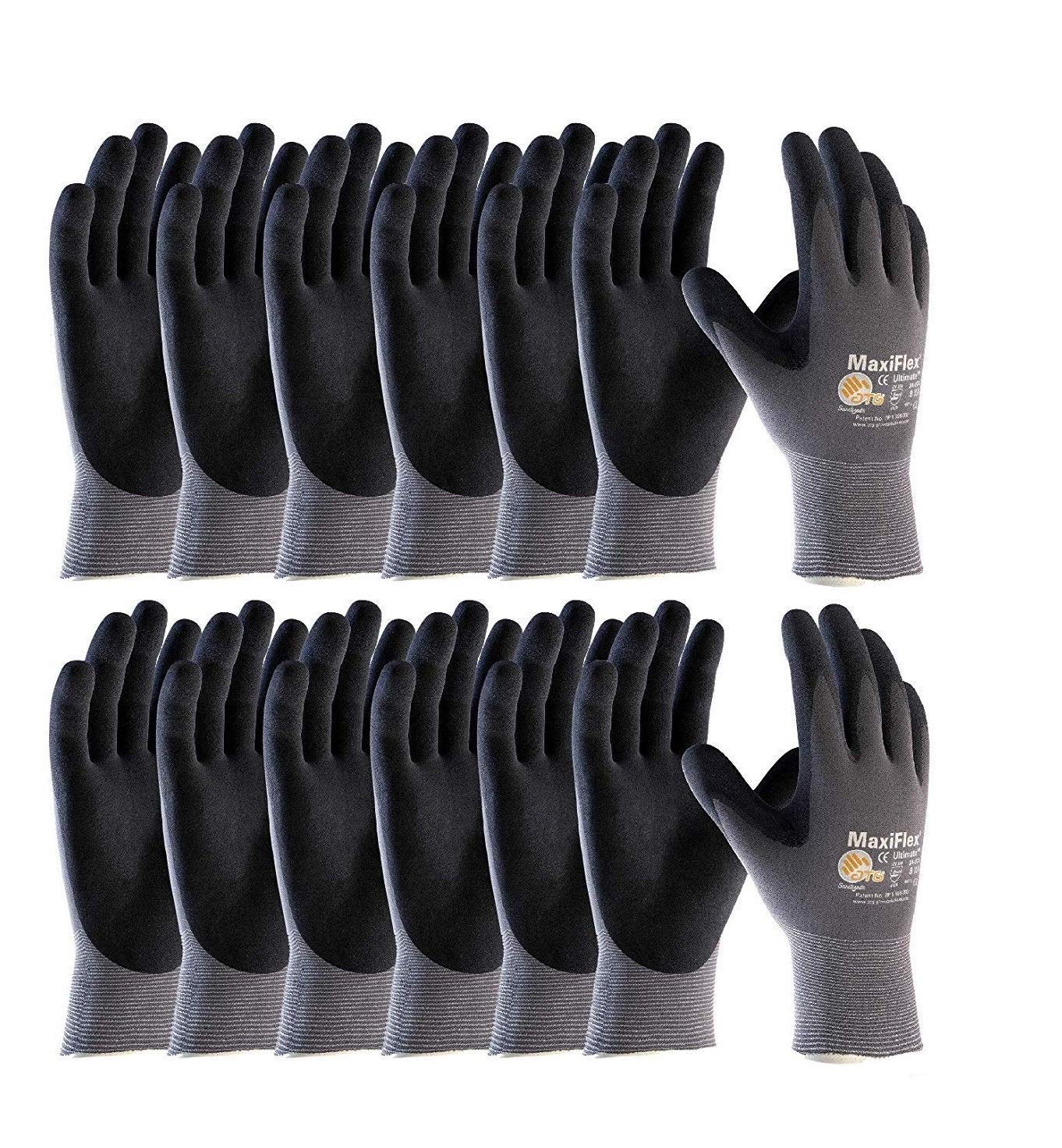 ATG 34-874 Maxiflex Ultimate - Nylon, Micro-Foam Nitrile Grip Gloves - Black/Gray - X-Large - 12 Pairper Pack