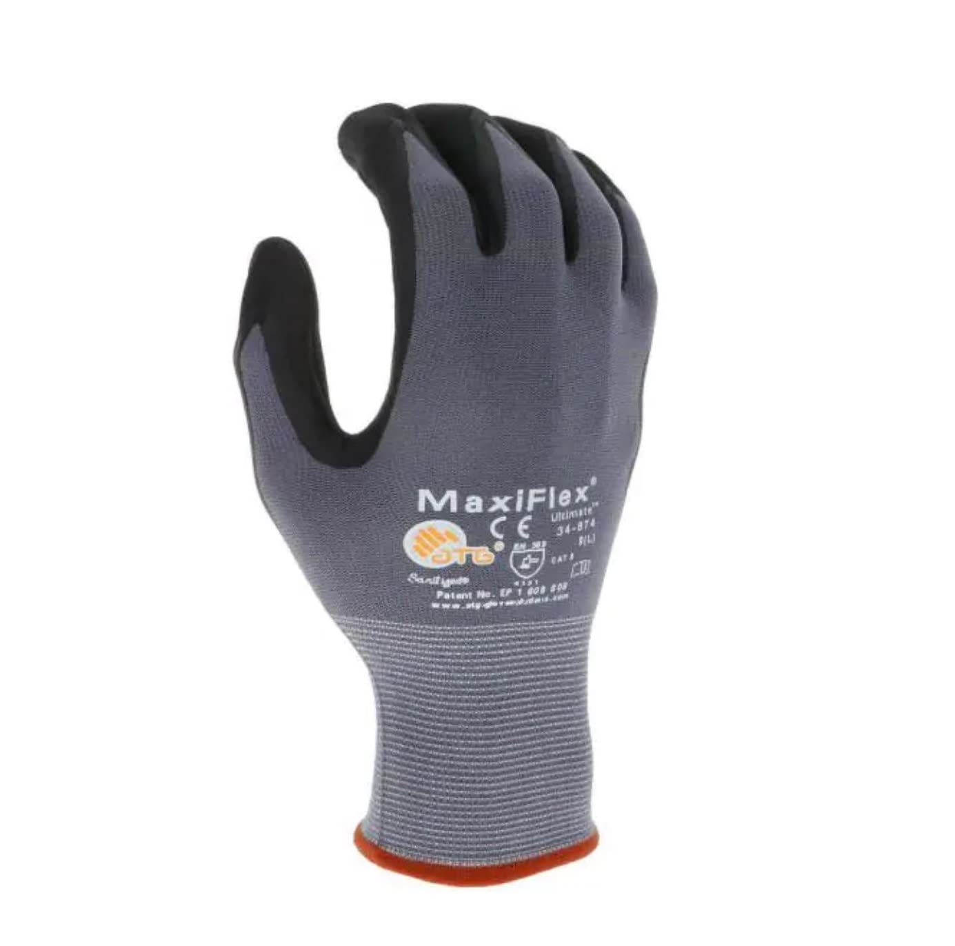 ATG 34-874 Maxiflex Ultimate - Nylon, Micro-Foam Nitrile Grip Gloves - Black/Gray - X-Large - 12 Pairper Pack