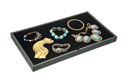 SE Black Cushioned and Flocked Jewelry Tray Insert - J37514F-PAD