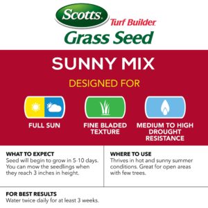 Scotts Turf Builder Grass Seed Sunny Mix, Grows and Thrives in Areas of Direct Sun, 3 lbs.