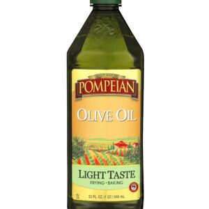 Pompeian Light Taste Olive Oil, Light, Subtle Flavor, Perfect for Frying & Baking, Naturally Gluten Free, Non-Allergenic, Non-GMO, 32 FL. OZ.