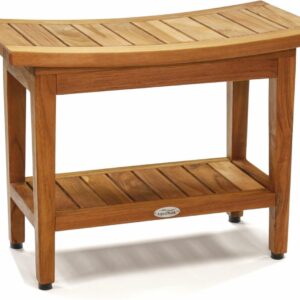 AquaTeak Patented 24" Maluku Teak Shower Bench with Shelf