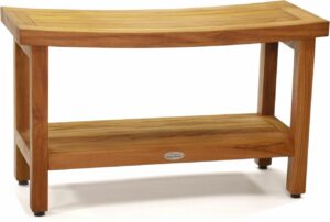 aquateak patented 30" sumba teak shower bench with shelf