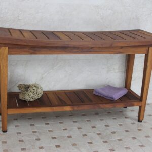 AquaTeak Patented 36" Maluku Teak Shower Bench with Shelf