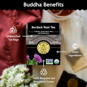 Buddha Teas - Burdock Root - Organic Herbal Tea - For Health & Wellbeing - With Antioxidants, Minerals & Vitamin C - Caffeine Free - 100% Kosher & Non-GMO - 18 Tea Bags (Pack of 1)