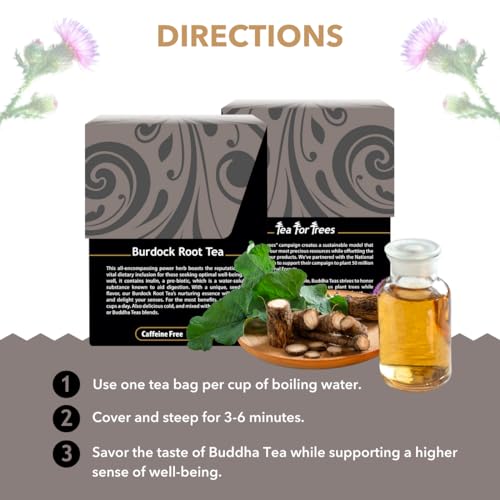 Buddha Teas - Burdock Root - Organic Herbal Tea - For Health & Wellbeing - With Antioxidants, Minerals & Vitamin C - Caffeine Free - 100% Kosher & Non-GMO - 18 Tea Bags (Pack of 1)