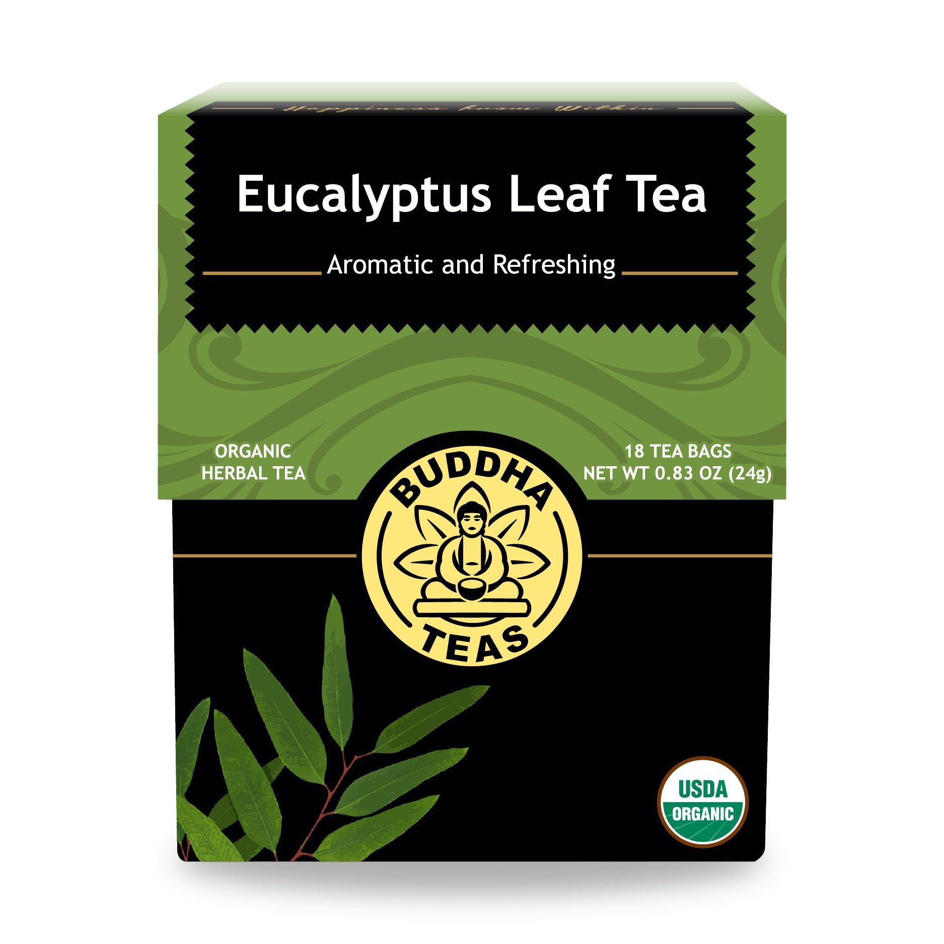 Buddha Teas Organic Eucalyptus Tea - OU Kosher, USDA Organic, CCOF Organic, 18 Bleach-Free Tea Bags