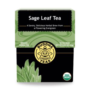 buddha teas organic sage leaf tea - ou kosher, usda organic, ccof organic, 18 bleach-free tea bags