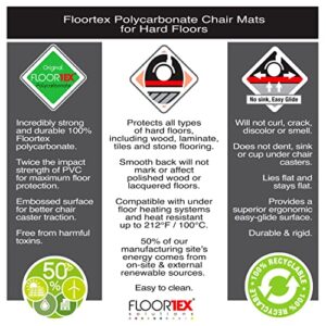 "Floortex Polycarbonate Chair Mat with Lip 48"" x 60"" for Hard Floors", clear (FR1215219LR)