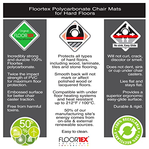 "Floortex Polycarbonate Chair Mat with Lip 48"" x 60"" for Hard Floors", clear (FR1215219LR)