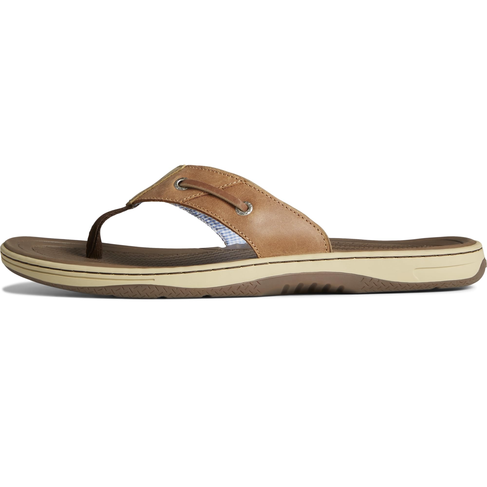 Sperry Mens Baitfish Thong Sandals, Dark Tan, 12