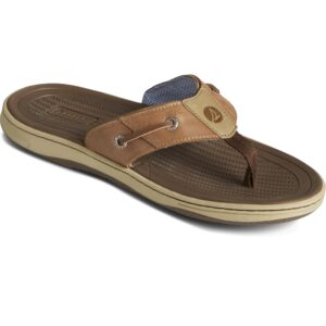 Sperry Mens Baitfish Thong Sandals, Dark Tan, 12