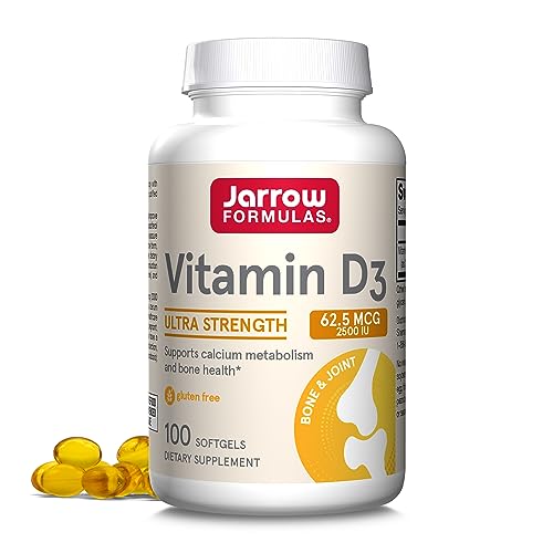 Jarrow Formulas Vitamin D3 62.5 mcg (2,500 IU) - 100 Servings (Softgels) - Bone Health, Immune Support & Calcium Metabolism Support - Vitamin D Supplement - D3 Vitamins - 2500 Vitamin D - Gluten Free