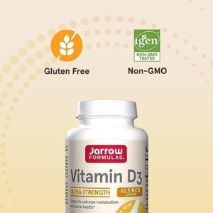 Jarrow Formulas Vitamin D3 62.5 mcg (2,500 IU) - 100 Servings (Softgels) - Bone Health, Immune Support & Calcium Metabolism Support - Vitamin D Supplement - D3 Vitamins - 2500 Vitamin D - Gluten Free