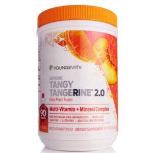 youngevity beyond tangy tangerine 2.0 citrus peach fusion multi-vitamin & mineral complex - made with natural & whole foods | 8,000 orac