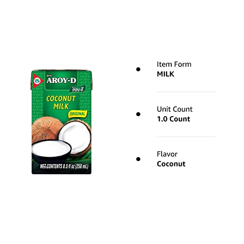 Aroy-D 100 Milk 8.5 Oz, Coconut, 1 Count, (Pack of 6) (Ven_FD39-193)