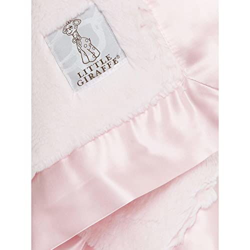 Little Giraffe Baby Blanket - Luxe Soft Blanket with Satin Trim - Baby Stroller Blanket - Newborn Baby Essentials & Baby Gifts - 14x14" - Pink