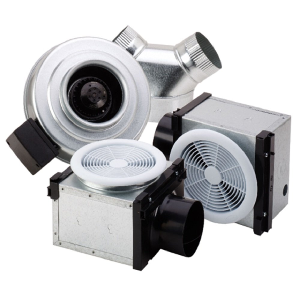 Fantech PB370-2 Series Vent Two Locations - one Fan Width 17, Height 17, Depth 22, USA, Inline Bath Fan Kit, Low Noise (Low Sone), 370 CFM, Remote Mount Fan, Vent Two Locations - one Fan