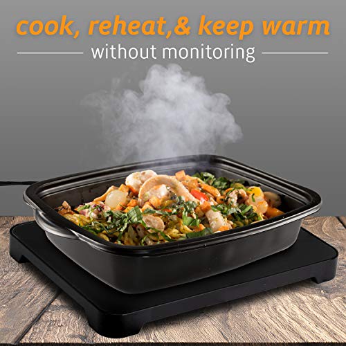 HOTLOGIC Mini Portable Electric Lunch Box Food Heater - Innovative Food Warmer and Heated Lunch Box for Adults Car/Home - Easily Cook, Reheat, and Keep Your Food Warm - Blue (120V)