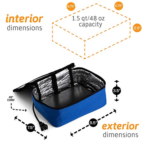 HOTLOGIC Mini Portable Electric Lunch Box Food Heater - Innovative Food Warmer and Heated Lunch Box for Adults Car/Home - Easily Cook, Reheat, and Keep Your Food Warm - Blue (120V)