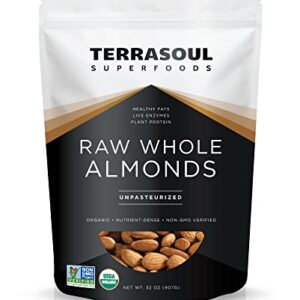 Terrasoul Superfoods Raw Unpasteurized Organic Almonds (Sproutable), 2 lbs