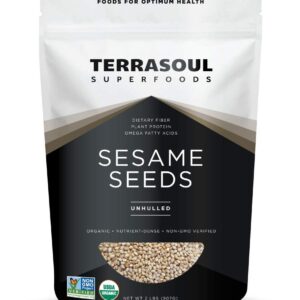 Terrasoul Superfoods Organic Unhulled Sesame Seeds, 2 Lbs, Nutty Crunch for Asian Dishes, Baking, and Homemade Tahini