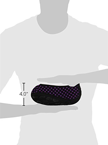 Nufoot Ballet Flats Women's Shoes Foldable & Flexible Flats Slipper Socks Travel Slippers & Exercise Shoes Dance Shoes Yoga Socks House Shoes Indoor Slippers Black with Purple Polka Dots Large