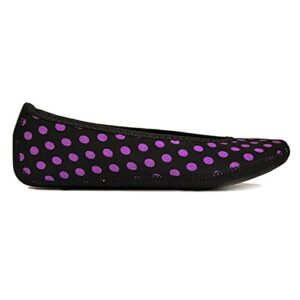 Nufoot Ballet Flats Women's Shoes Foldable & Flexible Flats Slipper Socks Travel Slippers & Exercise Shoes Dance Shoes Yoga Socks House Shoes Indoor Slippers Black with Purple Polka Dots Large