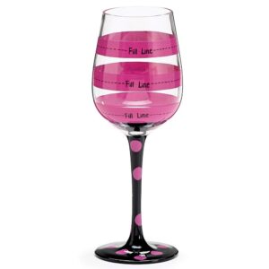 Hot Pink Black Polka and Stripe Fill Line Wine Glass Rough Day Don't Ask 12oz Gift