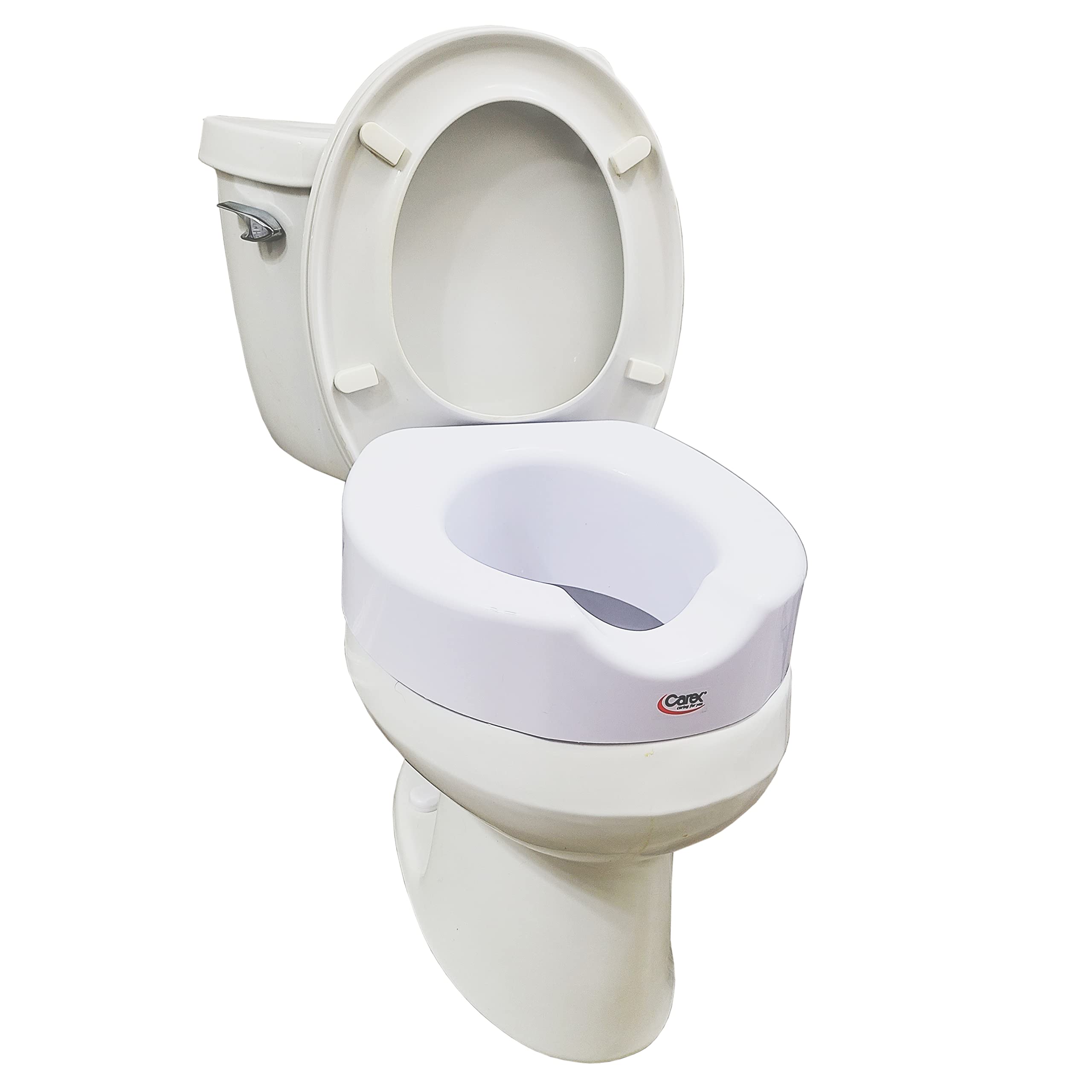 Carex Toilet Seat Riser With Quick-Lock, Raised Toilet Seat Adds 4 Inches of Height to Toilet - Toilet Seat Lifter With 300 Pound Weight Capacity, Slip-Resistant