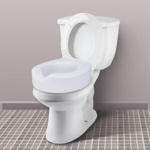 Carex Toilet Seat Riser With Quick-Lock, Raised Toilet Seat Adds 4 Inches of Height to Toilet - Toilet Seat Lifter With 300 Pound Weight Capacity, Slip-Resistant