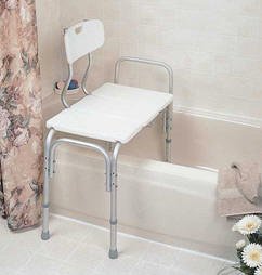 HEALTHLINE Tub Transfer Bench, Lightweight Medical Bath and Shower Chair with Back, Non-Slip Seat, Transfer Bench for Elderly and Disabled, Medical Bath Shower Chair, Adjustable Height, White